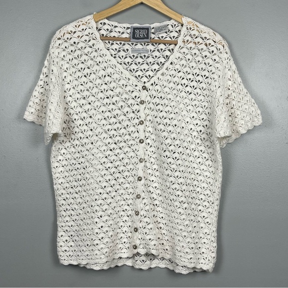 Sigrid Olsen | Sweaters | Vintage Sigrid Olsen Ivory Hand Crocheted ...